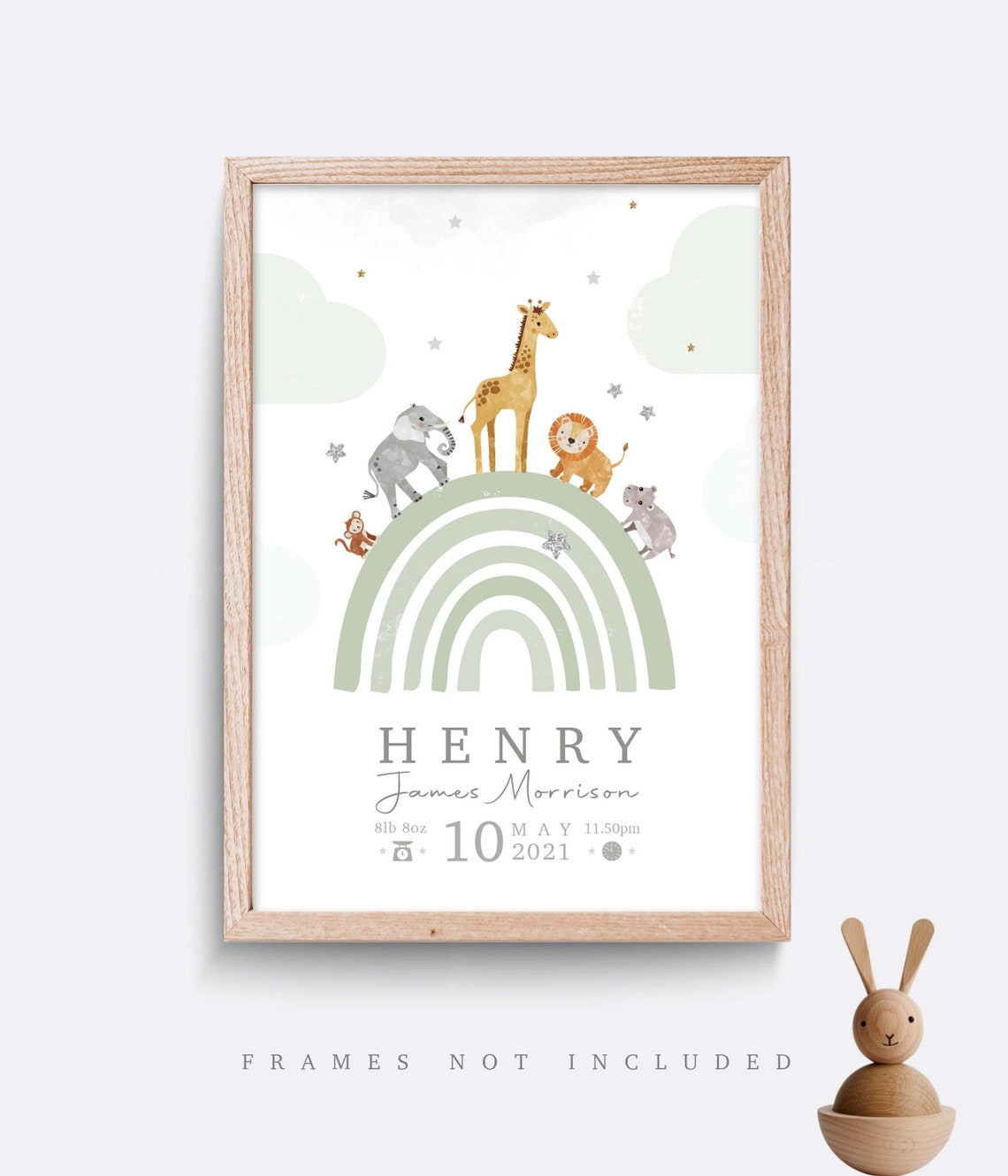 Safari Animal Birth Details Print: Nursery Wall Art - Etsy