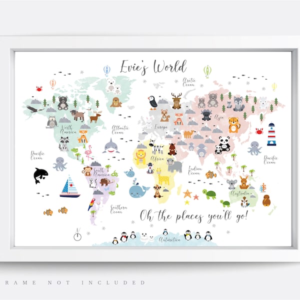 Baby World Map Canvas - Etsy