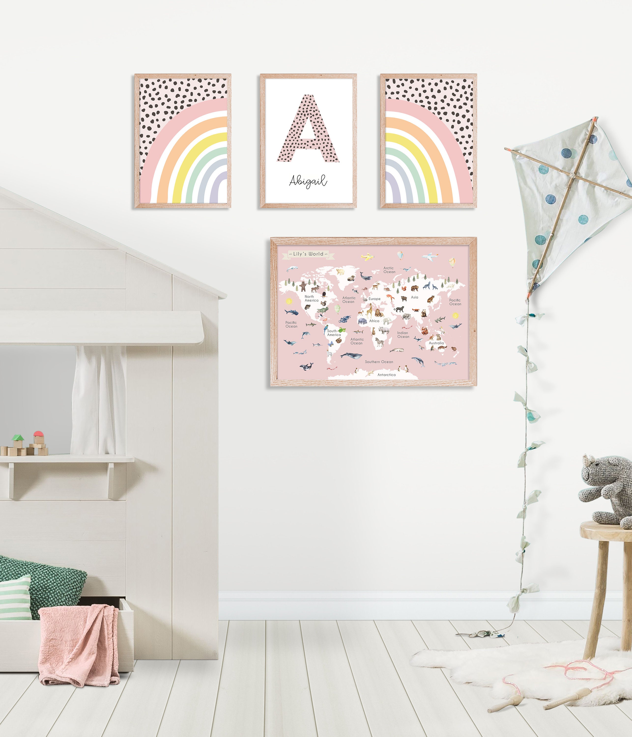 Rainbow Nursery Print Rainbow Wall Art Pink Nursery Decor - Etsy