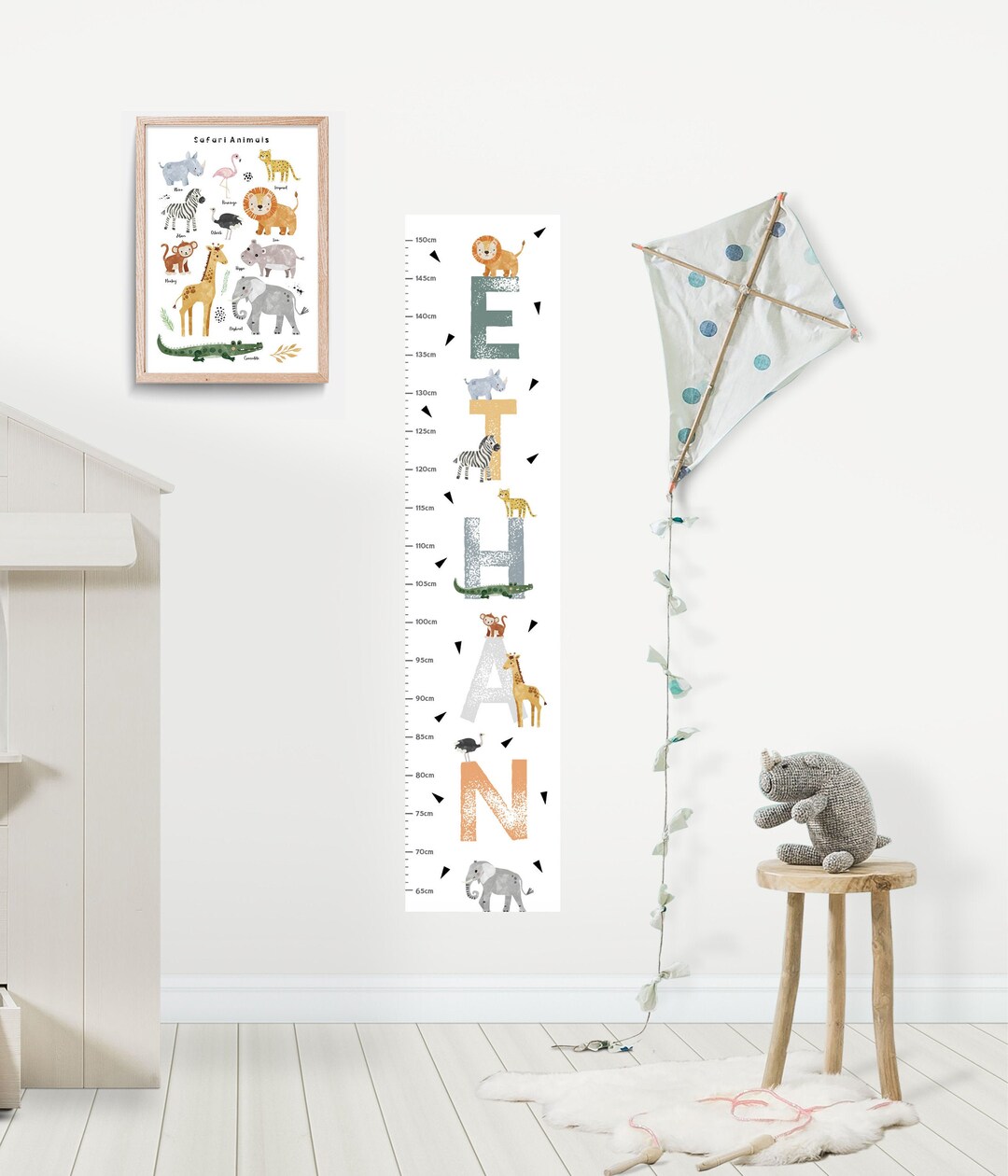 Safari Animal Height Chart Wall Decal: Nursery Growth Chart - Etsy