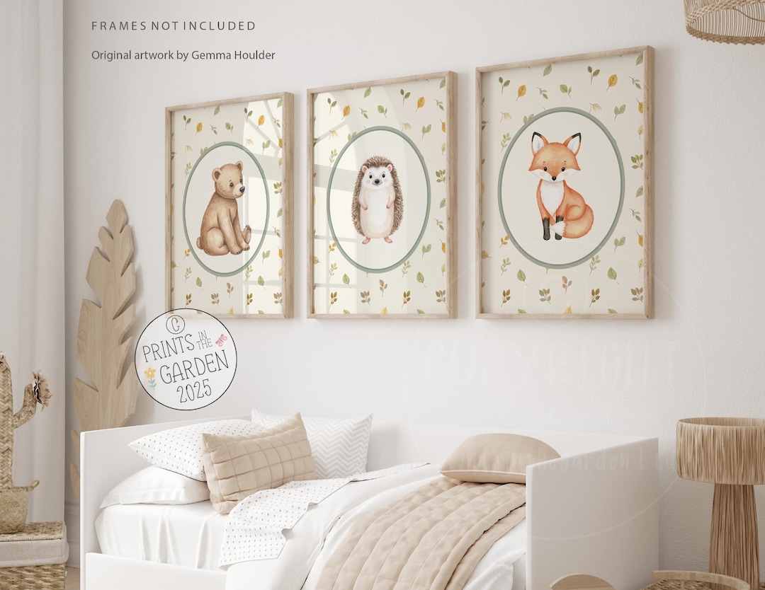 Woodland Nursery Prints: Vintage Forest Animals, Set of 3 - Etsy