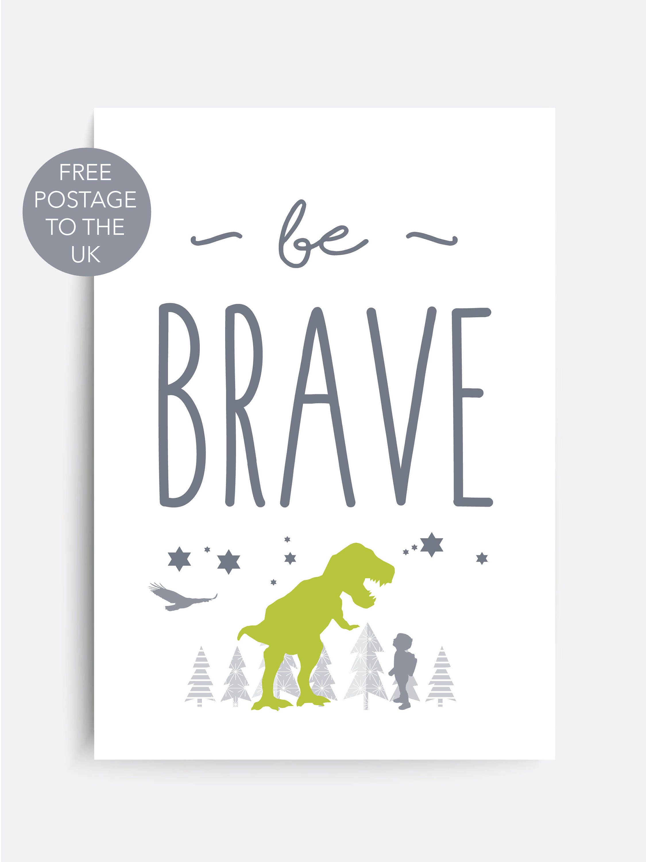 Set of 3 Dinosaur Nursery Prints Be Brave Be Kind Be You - Etsy