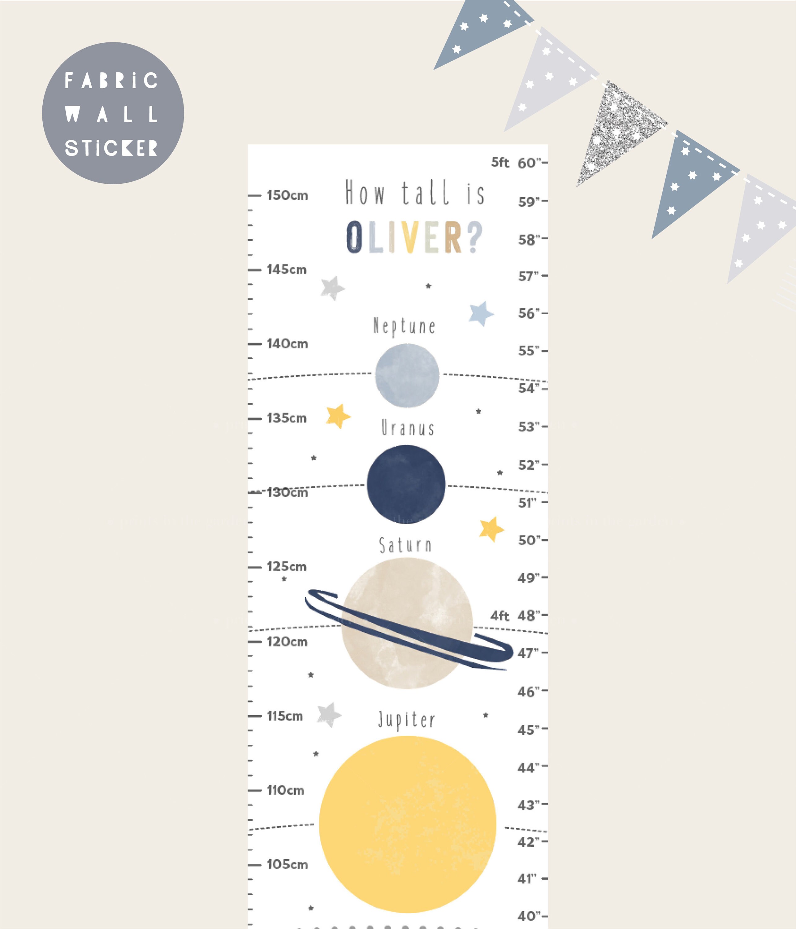 Solar System Height Chart Wall Decal: Nursery Space Wall Art - Etsy