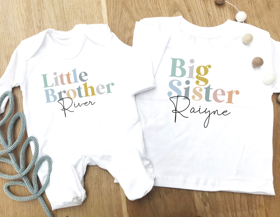 Siblings Matching T-shirt and Baby Grow, New Baby, Gift for Brother ...