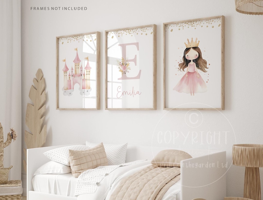 Personalised Princess Prints, Set of 3, Nursery Decor, Nursery Prints ...