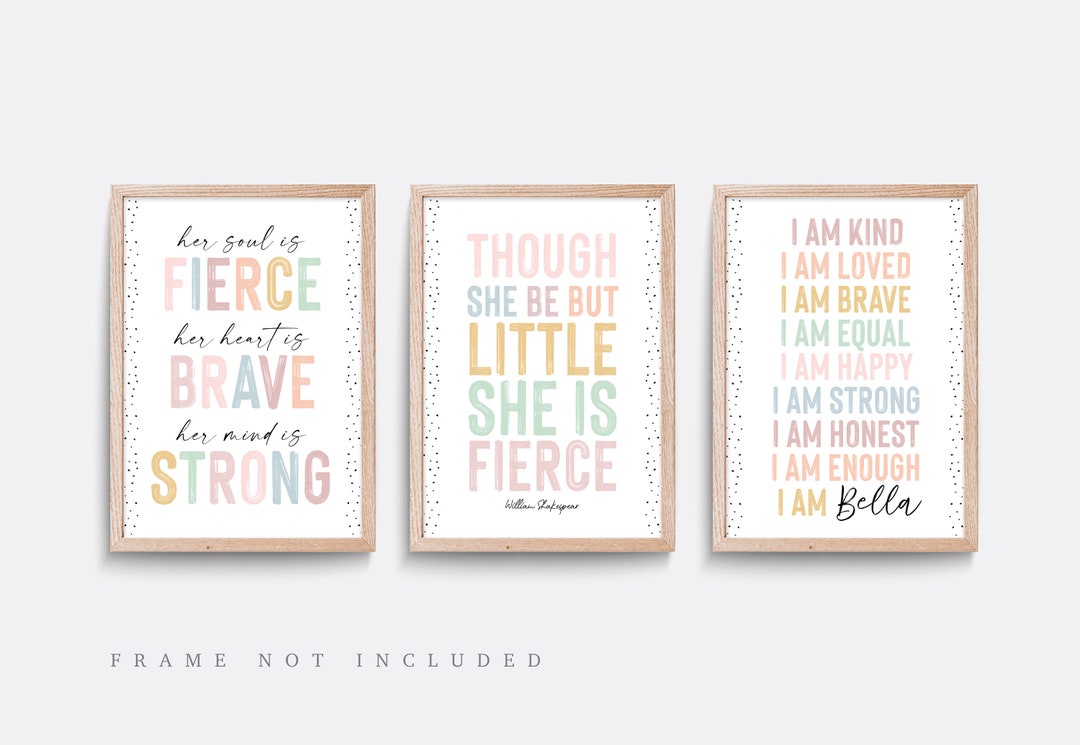 Pink Nursery Prints Set: Girl Name, Affirmation Art - Etsy