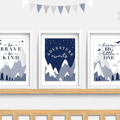 Be Brave Be Kind Print Nursery Wall Art Mountain Nursery - Etsy
