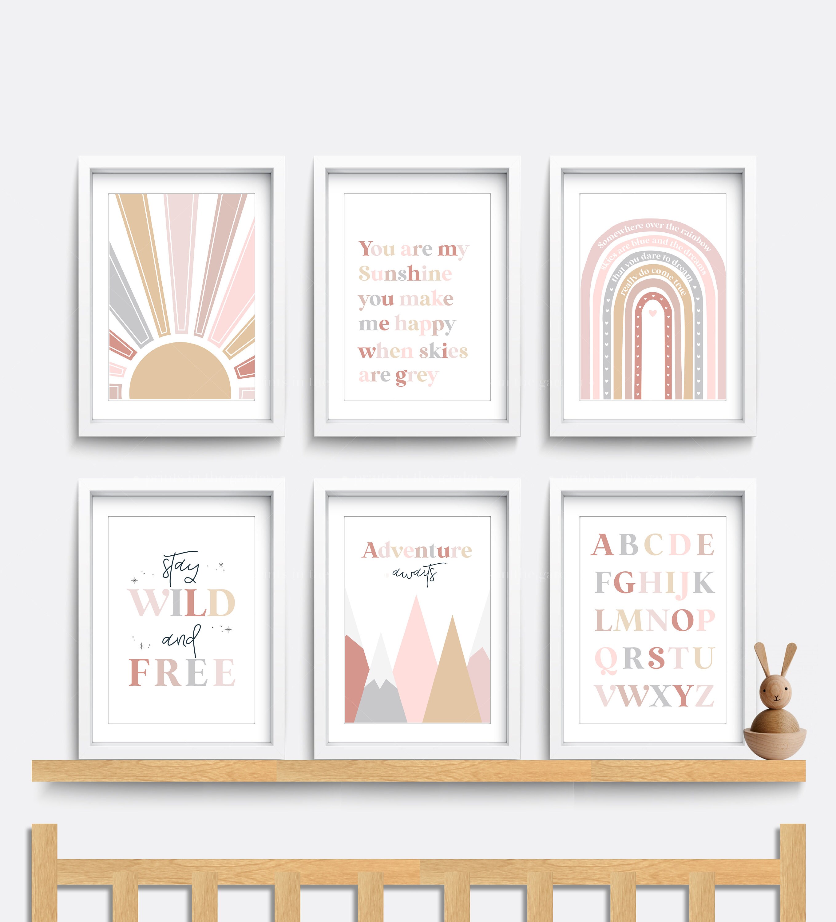 Boho Nursery Print Set of 6 Nursery Prints Modern Nursery | Etsy