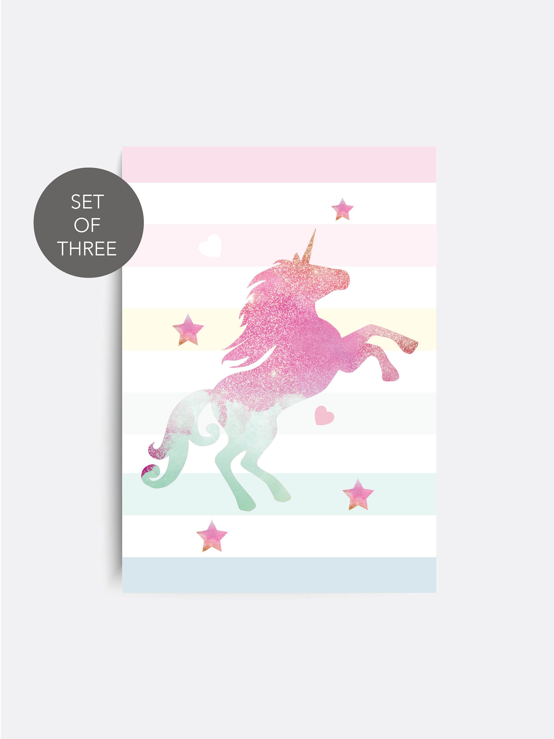 Nursery Wall Art Set of 3 Unicorn Prints Rainbow Wall Art - Etsy
