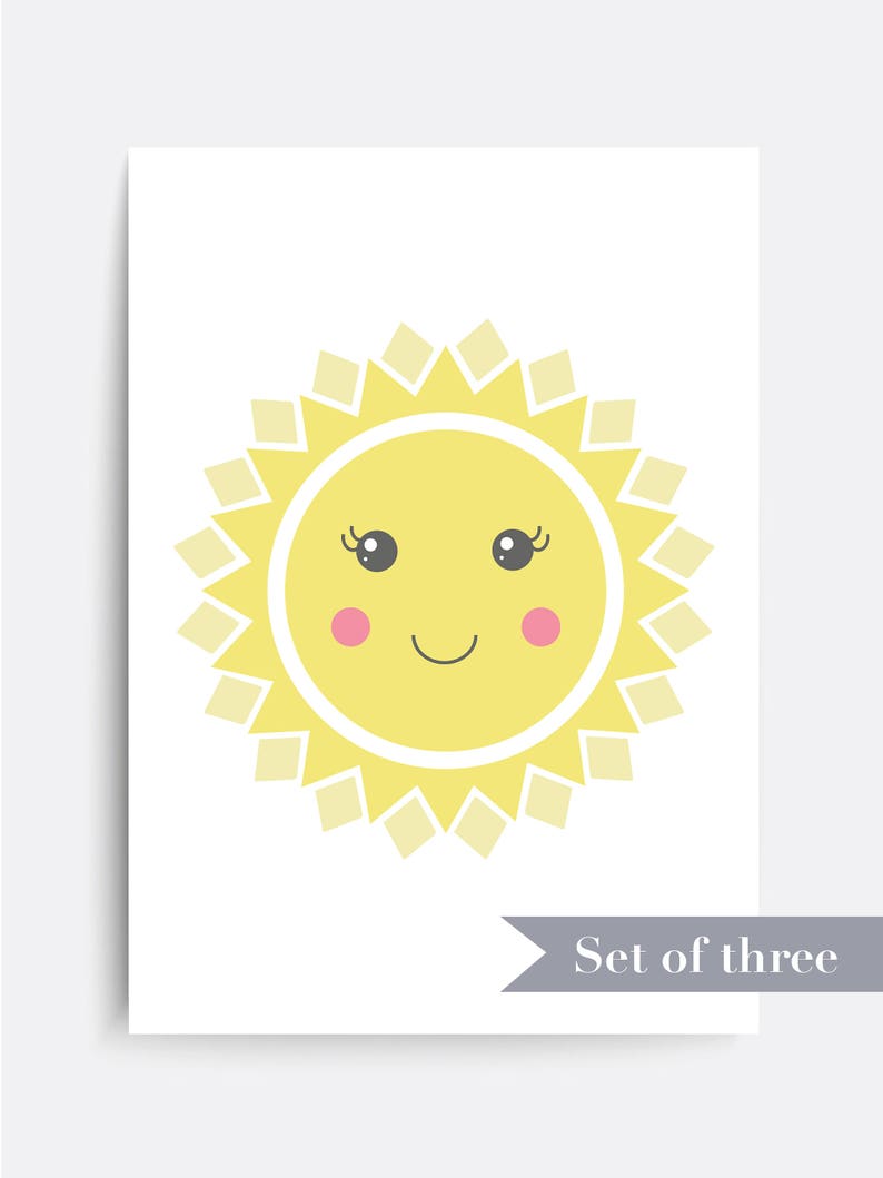 Nursery Wall Art: Sunshine & Cloud Prints, Set of 3 - Etsy