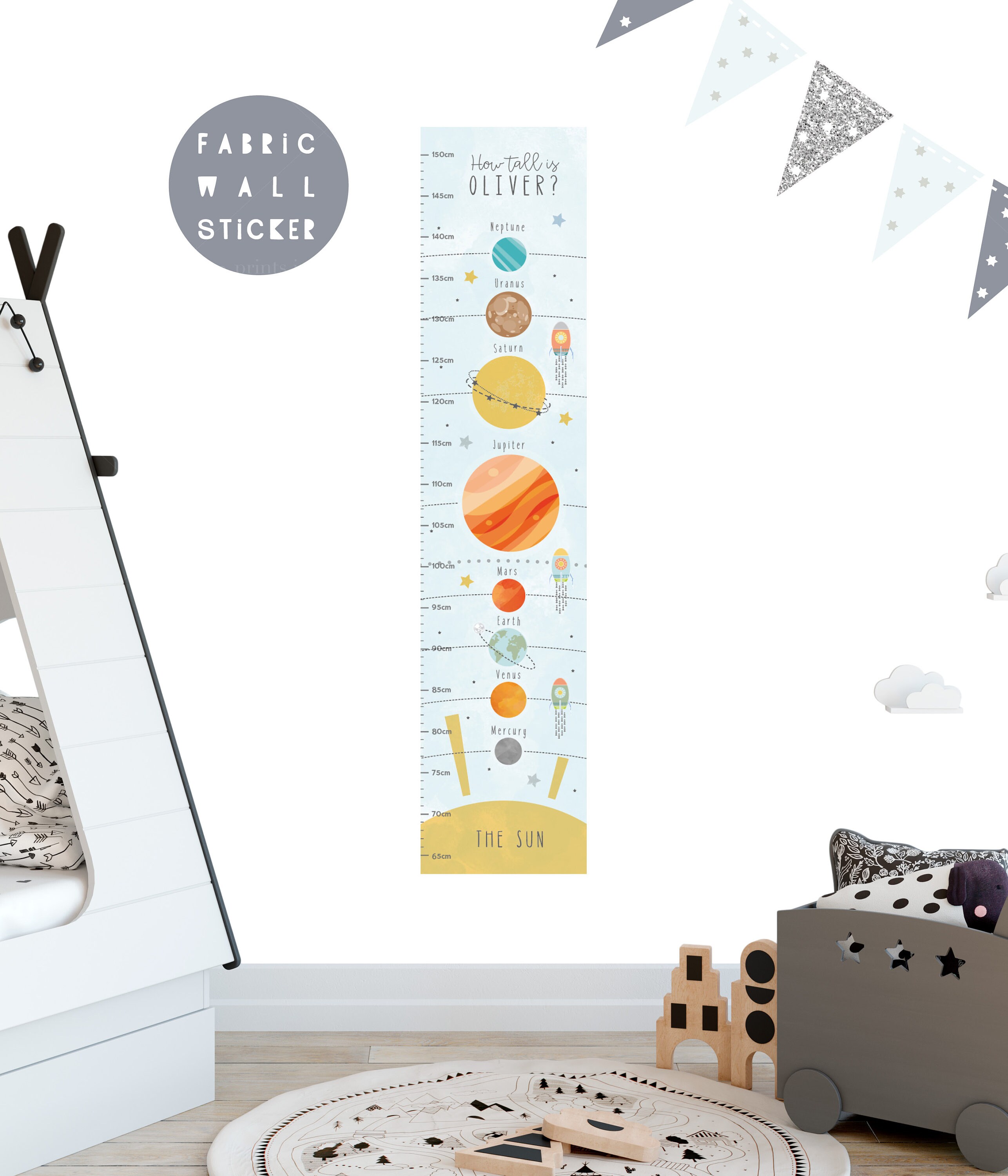 Solar System Height Chart Wall Sticker: Nursery Space Wall Art - Etsy