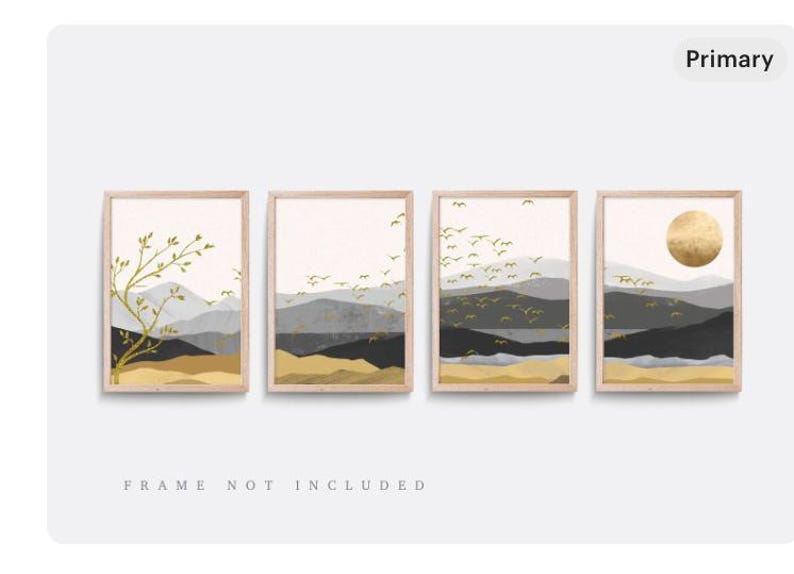 Ochre and Grey Abstract Art Prints - Set of 4 Minimalist Wall Decor - Etsy