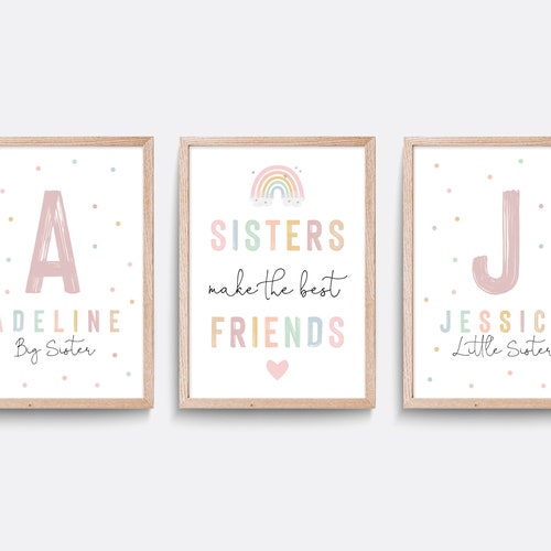 Set of 3 Nursery Prints Sisters Make the Best Friends Wall - Etsy
