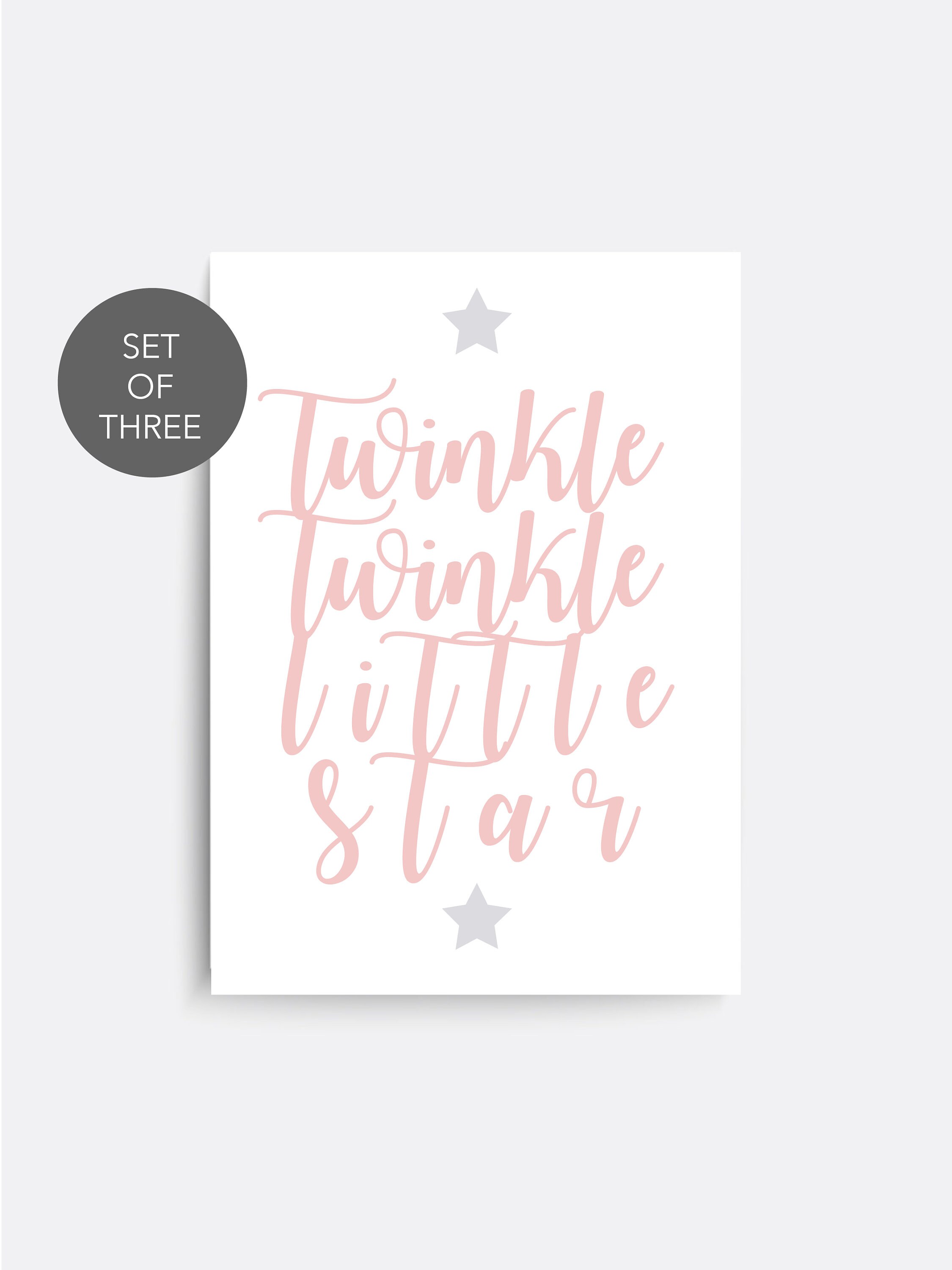Nursery Wall Art Set of 3 Star Prints Twinkle Twinkle Little - Etsy