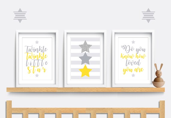 Nursery Wall Art Set of 3 Star Prints Twinkle Twinkle Little | Etsy