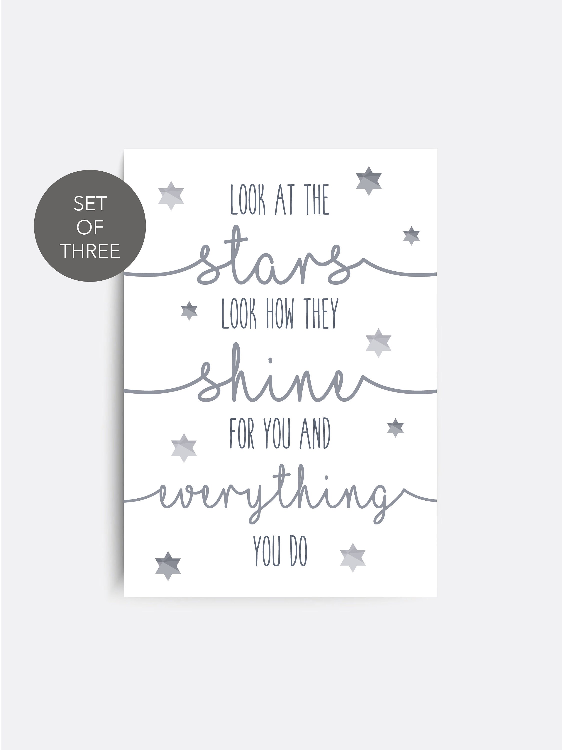 Nursery Wall Art Set of 3 Star Prints Look at the Stars Look | Etsy