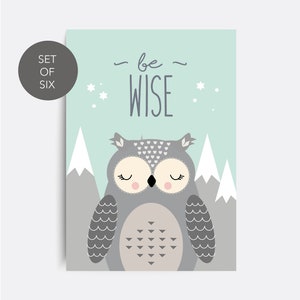 Woodland Nursery Wall Art, Set of 6 Animal Prints, Be Brave Be Kind ...