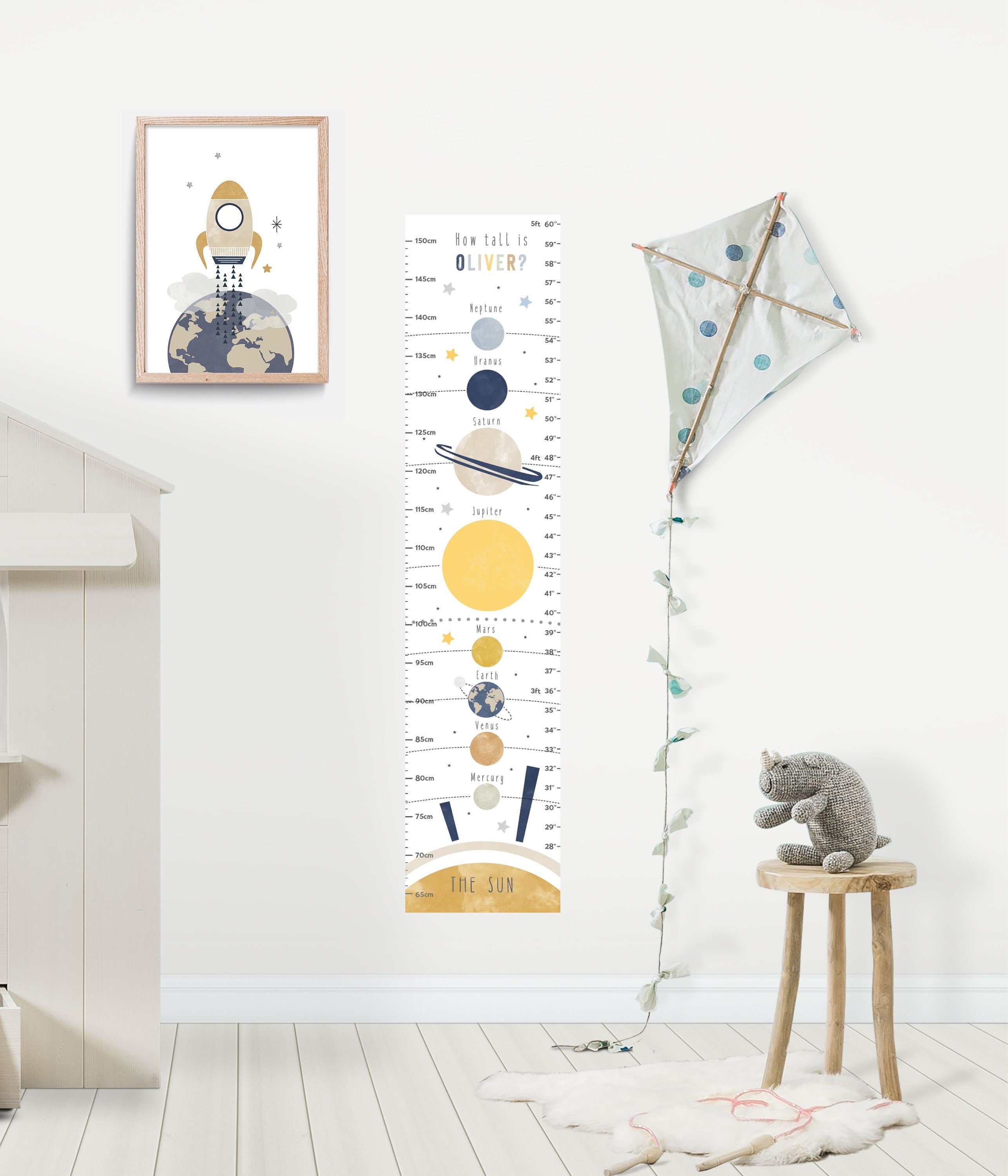 Solar System Height Chart Wall Decal: Nursery Space Wall Art - Etsy