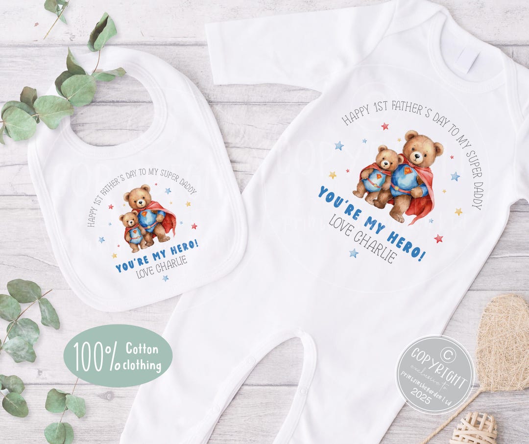 Personalised First Father's Day Sleepsuit, 1st Father's Day Baby Grow ...