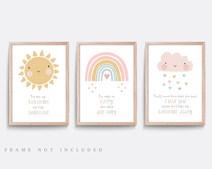 You Are My Sunshine Sign, Boho Nursery Wall Decor, Wood Framed Signs ...