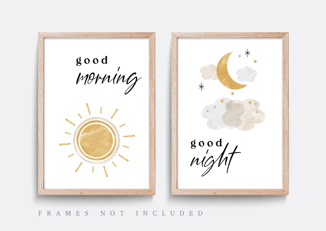 Good morning print Set of 2 prints Boho wall art Sun print | Etsy