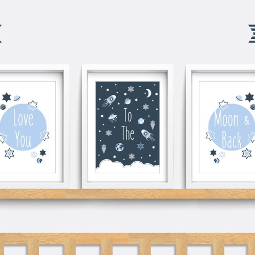 Set of 2: Printable I Love You to the Moon and Back Home - Etsy
