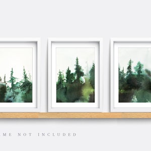 Woodland Print Abstract Print Set of 3 Prints Forest Art - Etsy