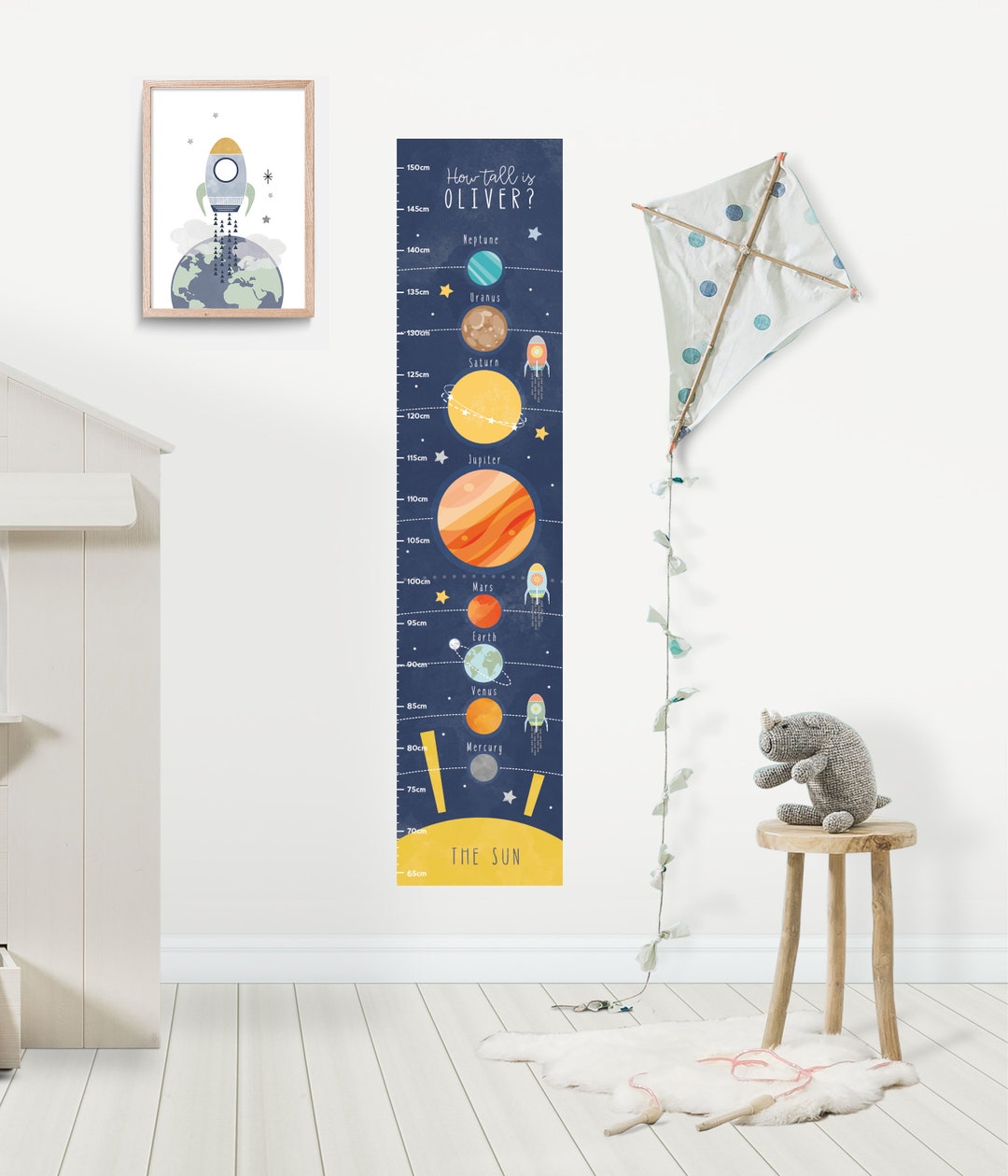 Solar System Height Chart Wall Decal: Nursery Space Art - Etsy