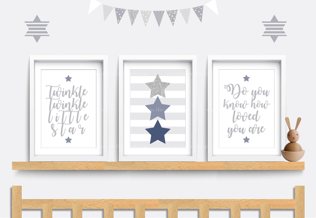 Star Nursery Prints Set, Twinkle Twinkle, Blue Decor - Etsy