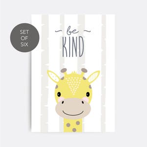 Safari Nursery Wall Art, Set of 6 Wild Animal Prints, Be Brave Be Kind ...