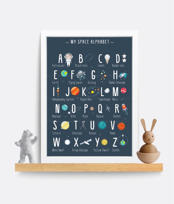 Space Poster Playroom Decor Space Alphabet Art Print Space nursery ...