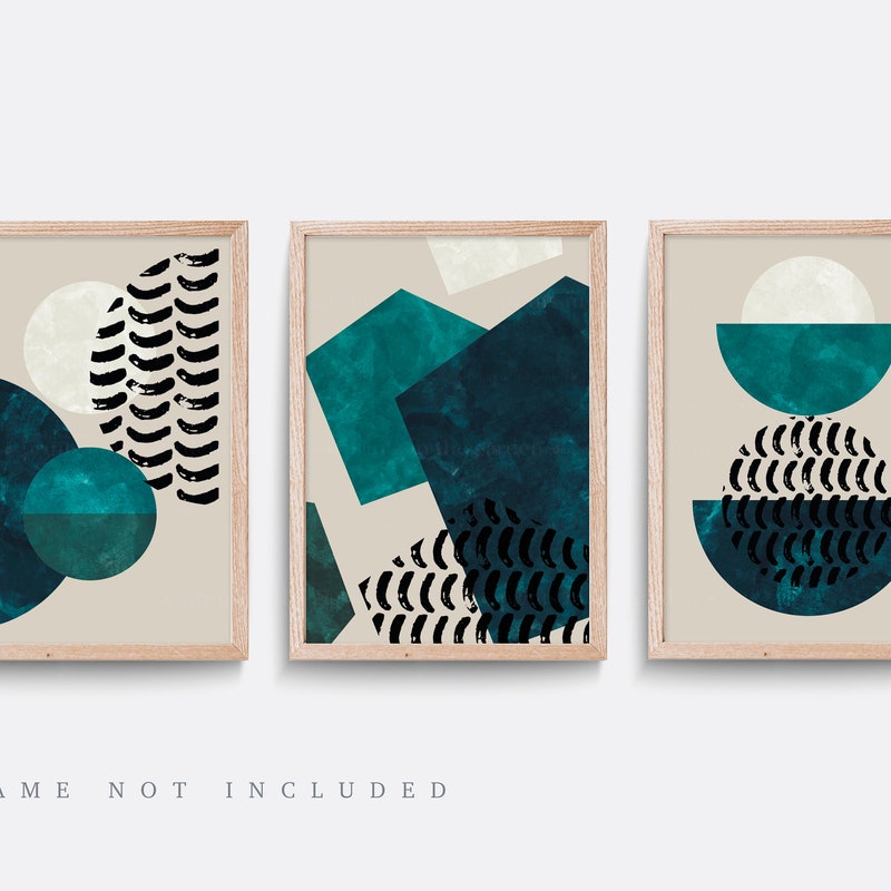Teal Abstract Art - Etsy UK