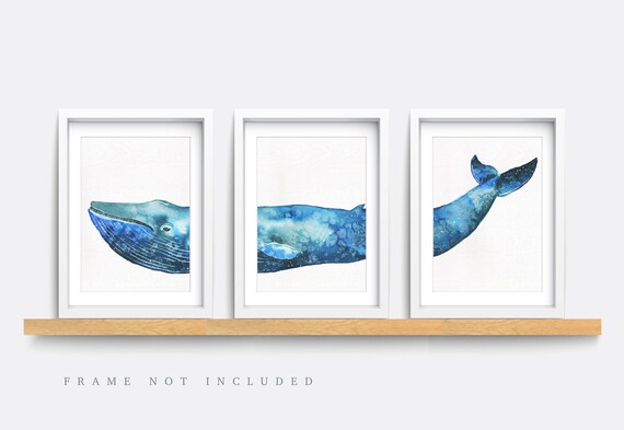 Nautical Wall Art Set of 3 Sea Themed Prints Whale Wall Art - Etsy