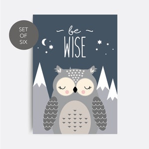 Woodland Nursery Wall Art, Set of 6 Animal Downloads, Be Brave Be Kind ...