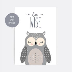 Woodland Nursery Wall Art, Set of 4 Animal Prints, Be Brave Be Kind ...