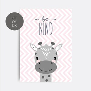 Safari Nursery Wall Art, Set of 6 Wild Animal Prints, Be Brave Be Kind ...