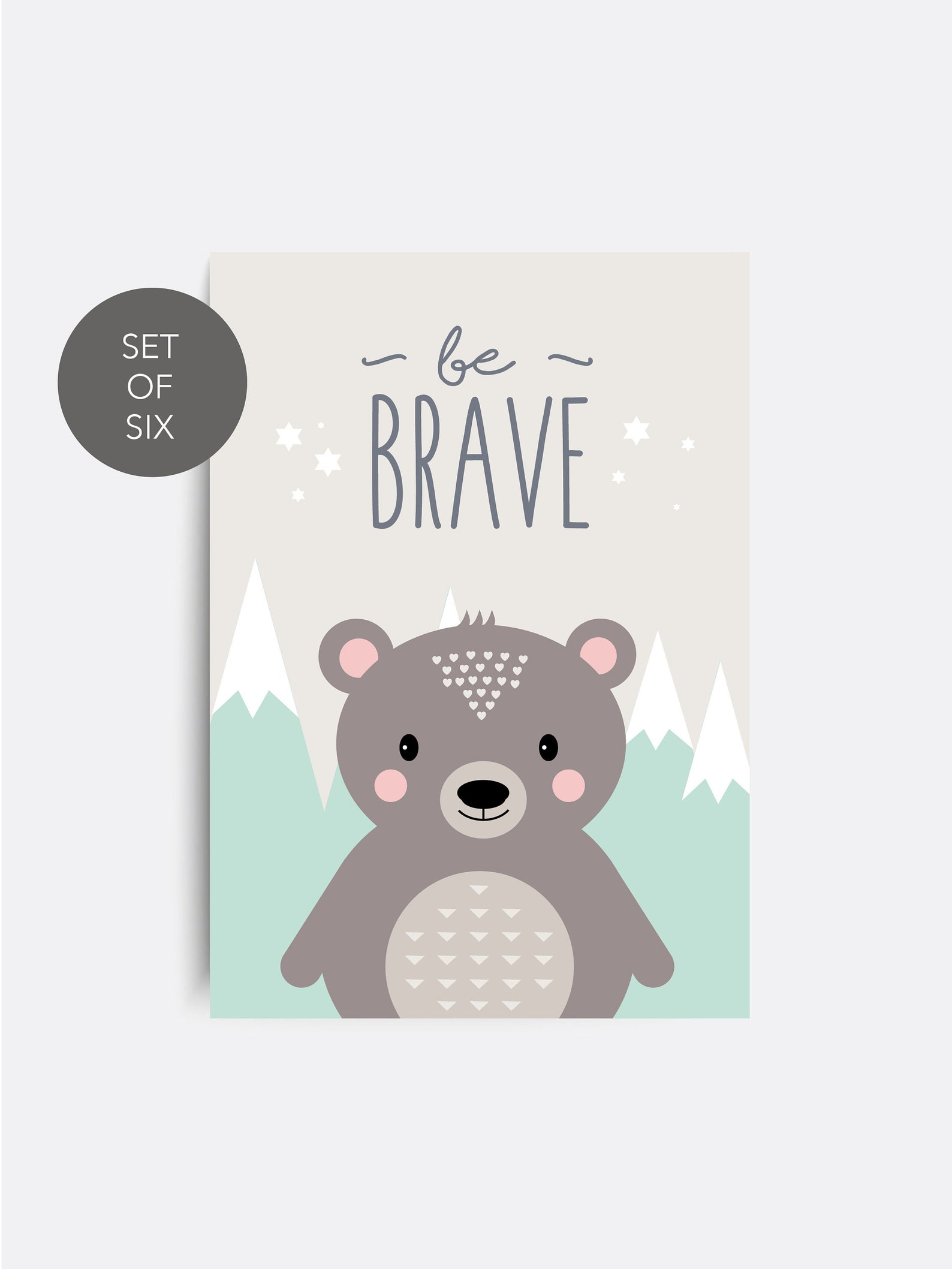 Woodland Nursery Wall Art Set of 6 Animal Prints Be Brave Be | Etsy