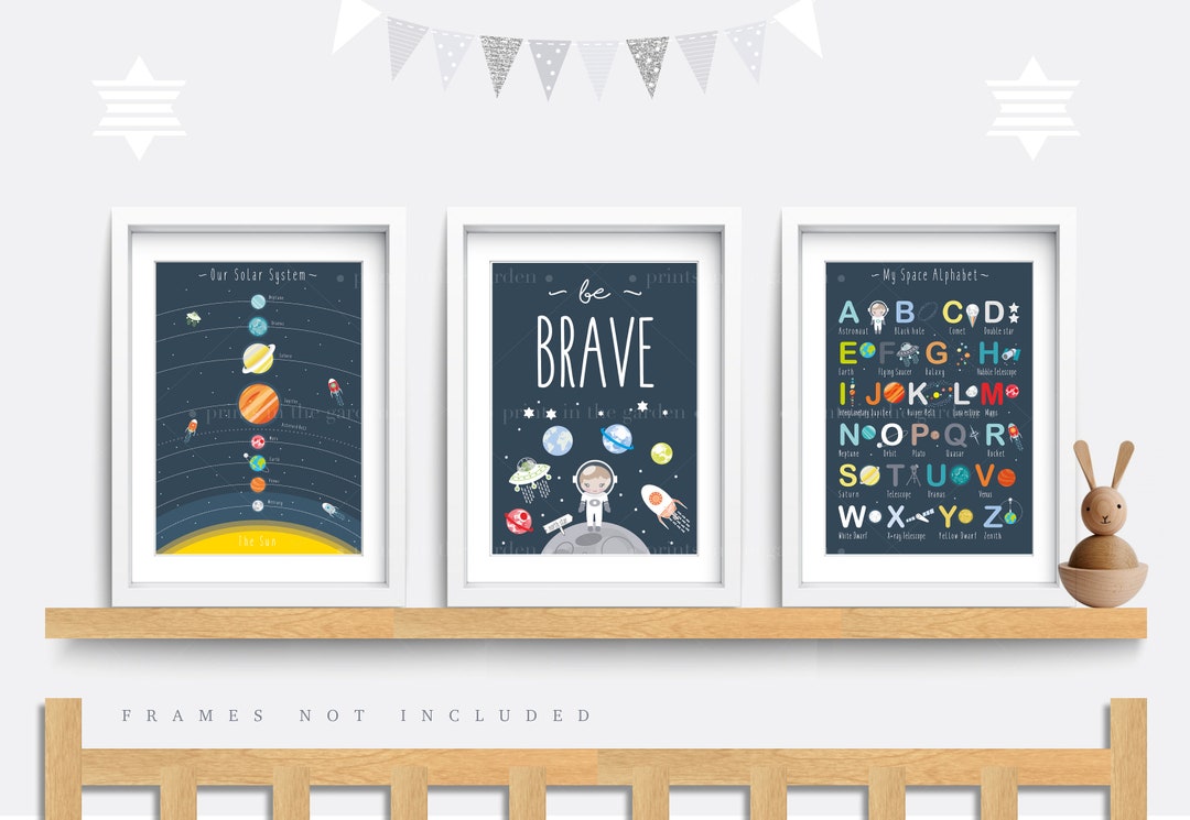 Space Nursery Print, Set of 3 Prints, Nursery Wall Art, Space Themed ...