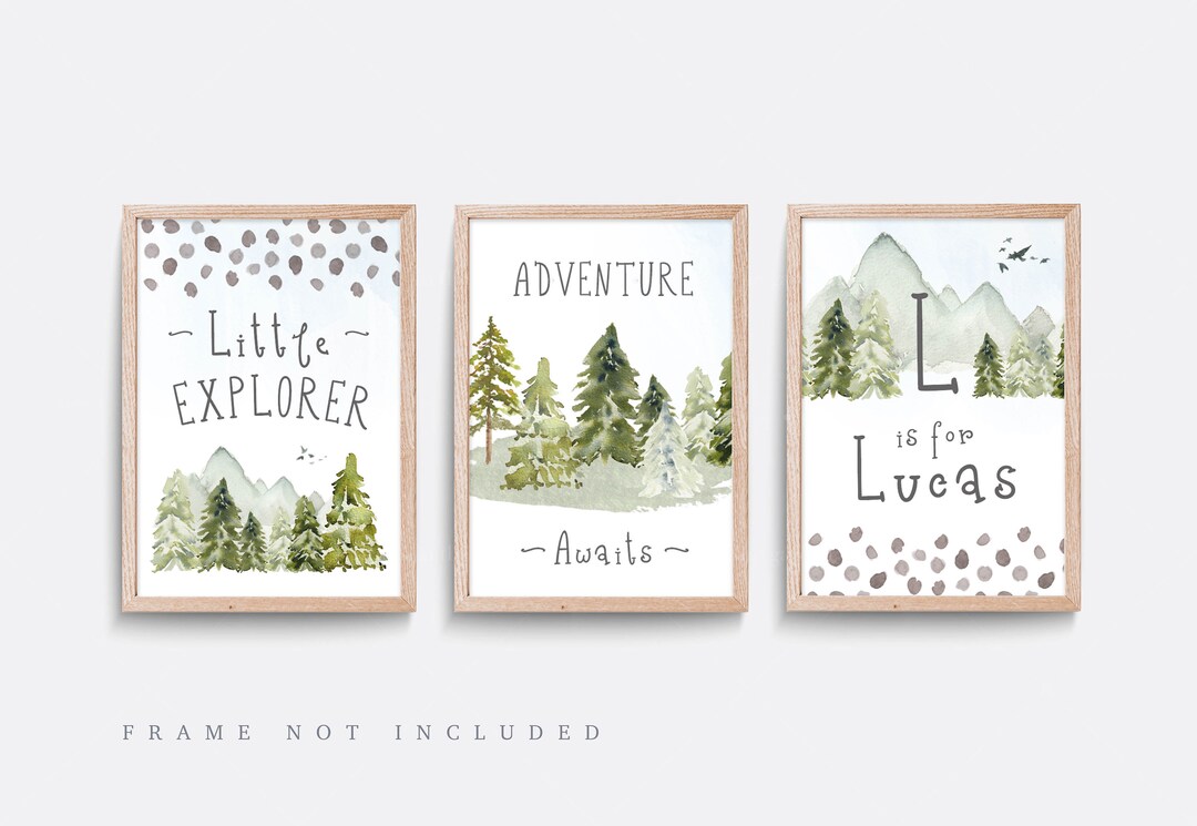 Boy Wall Art, Set of 3, Adventure Awaits Print, Mountain Nursery Decor ...