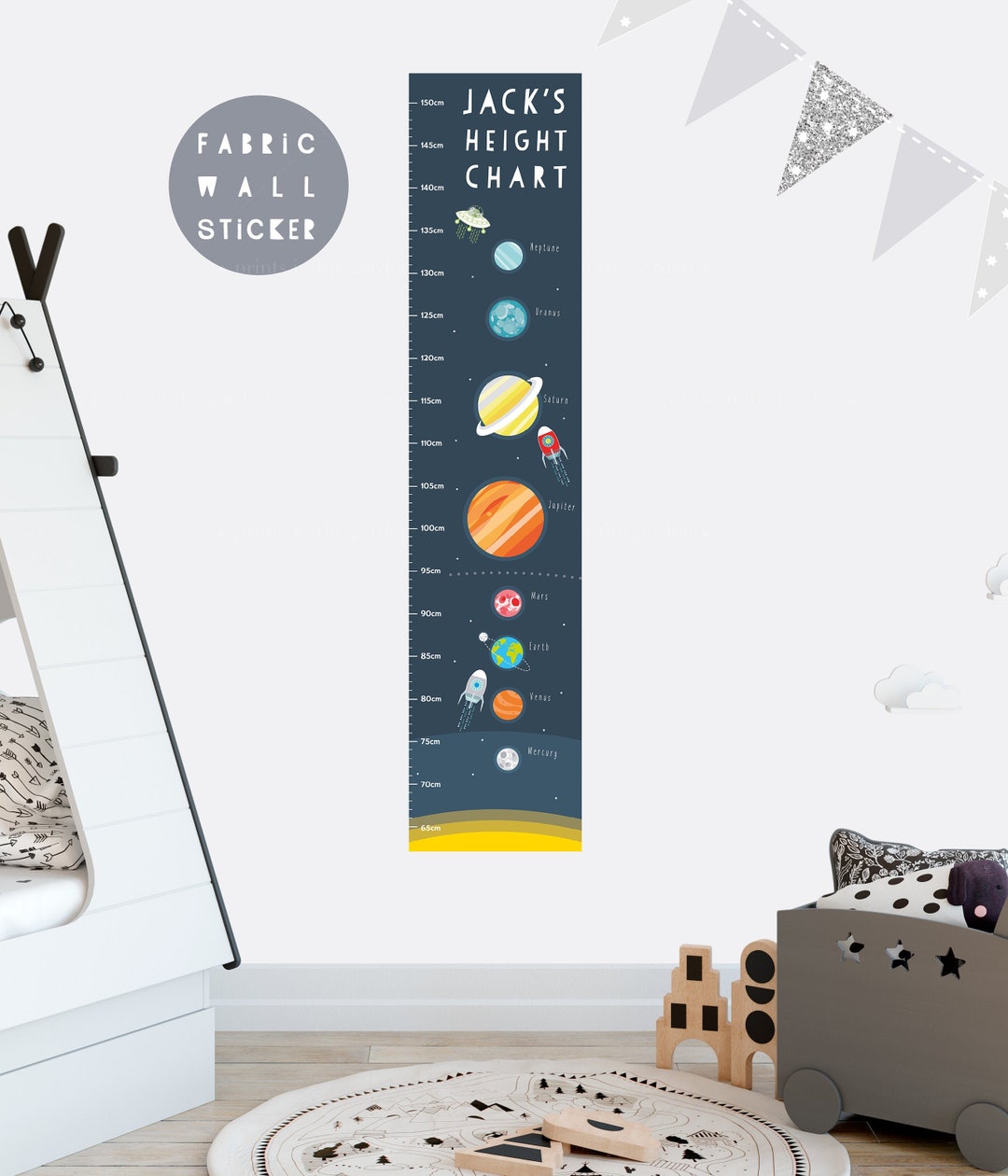 Solar System Height Chart Wall Sticker: Nursery Space Decor - Etsy
