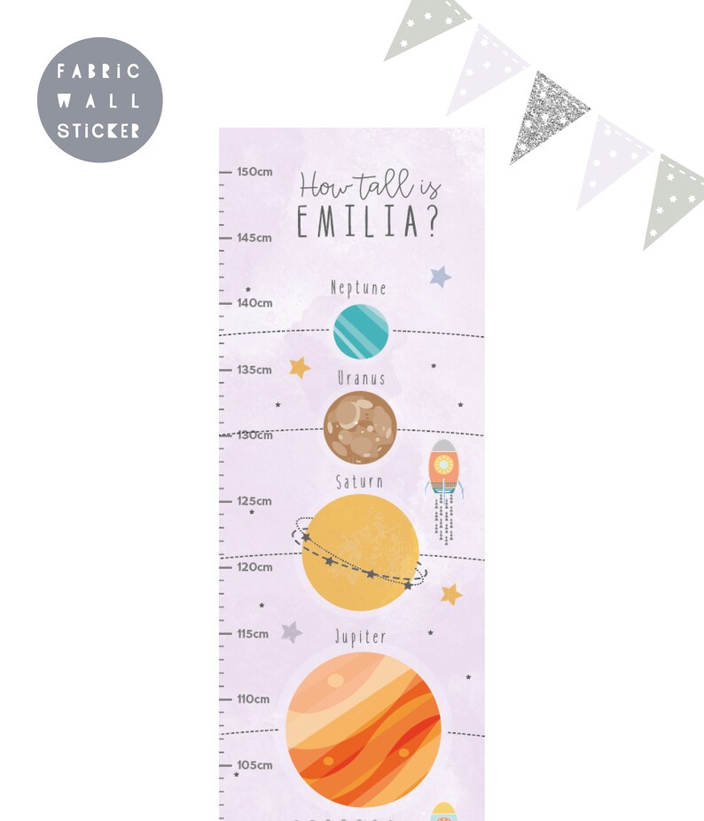 Solar System Height Chart Wall Sticker: Nursery Space Wall Art - Etsy