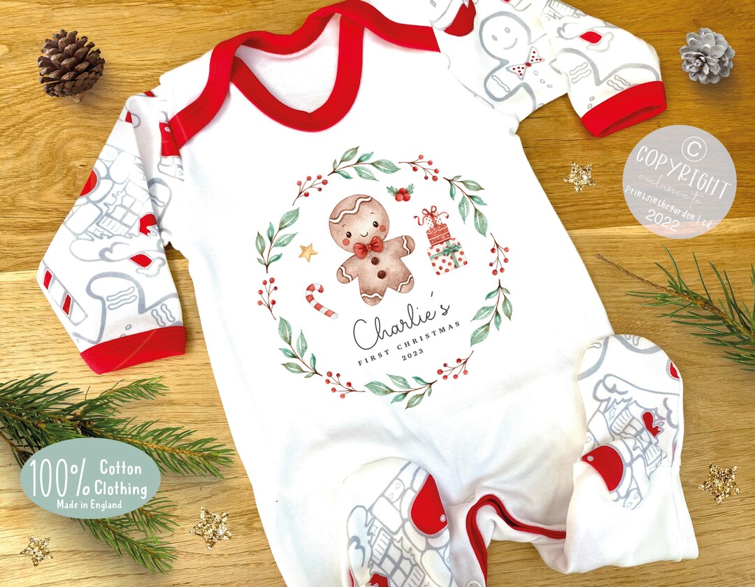 Personalized First Christmas Sleepsuit: Gingerbread Baby Outfit - Etsy