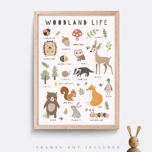 Woodland Life Print, Kids Bedroom Print, Nursery Wall Art, Forest ...