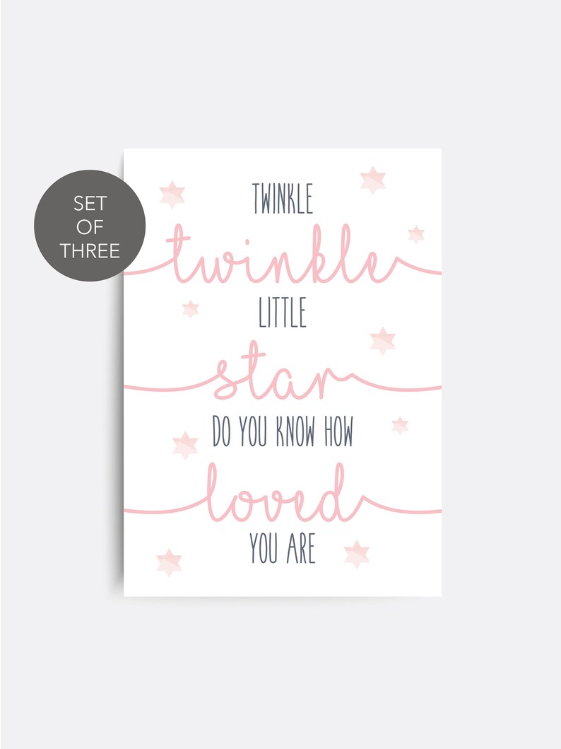 Nursery Wall Art Set of 3 Star Prints Twinkle Twinkle Little | Etsy