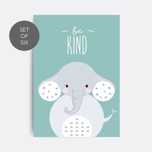 Safari Nursery Wall Art, Set of 6 Wild Animal Prints, Be Brave Be Kind ...