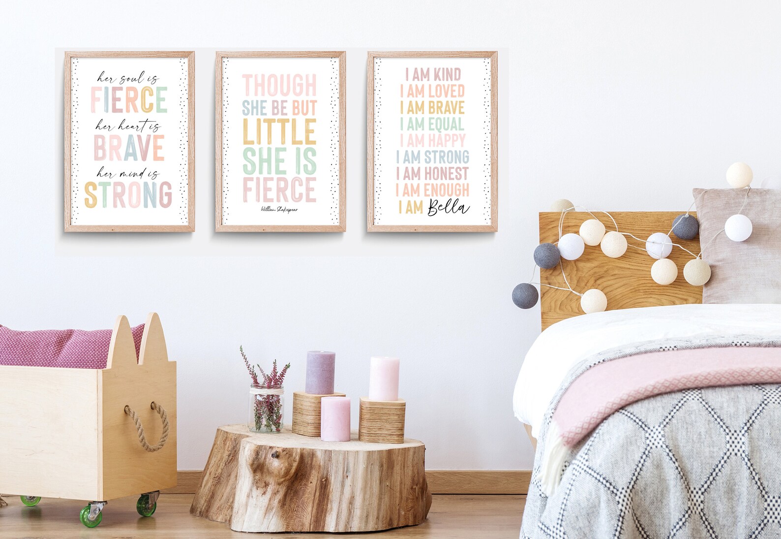 Pink Nursery Prints Set: Girl Name, Affirmation Art - Etsy