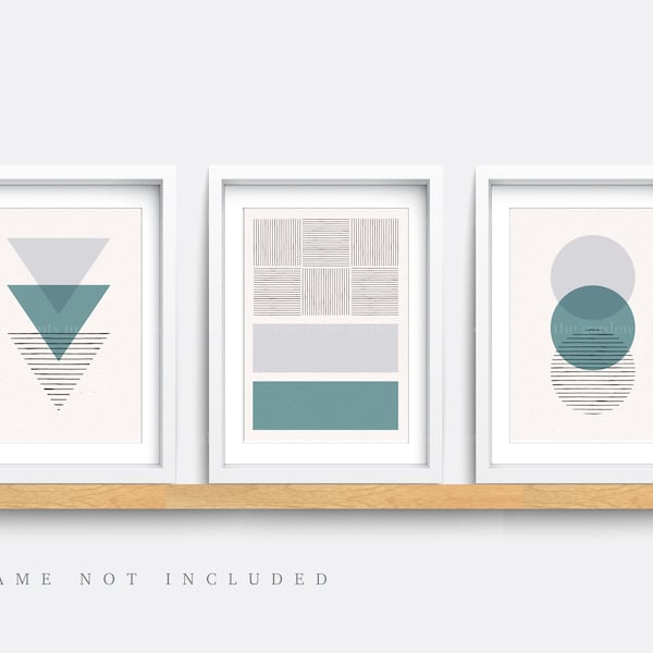 Teal Gray Wall Art - Etsy