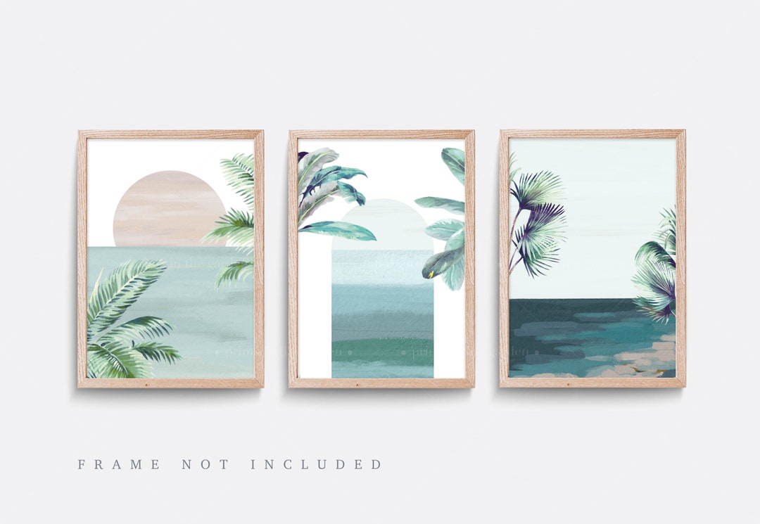 Tropical Wall Art, Set of 3 Prints, Beach Wall Art, Abstract Print ...