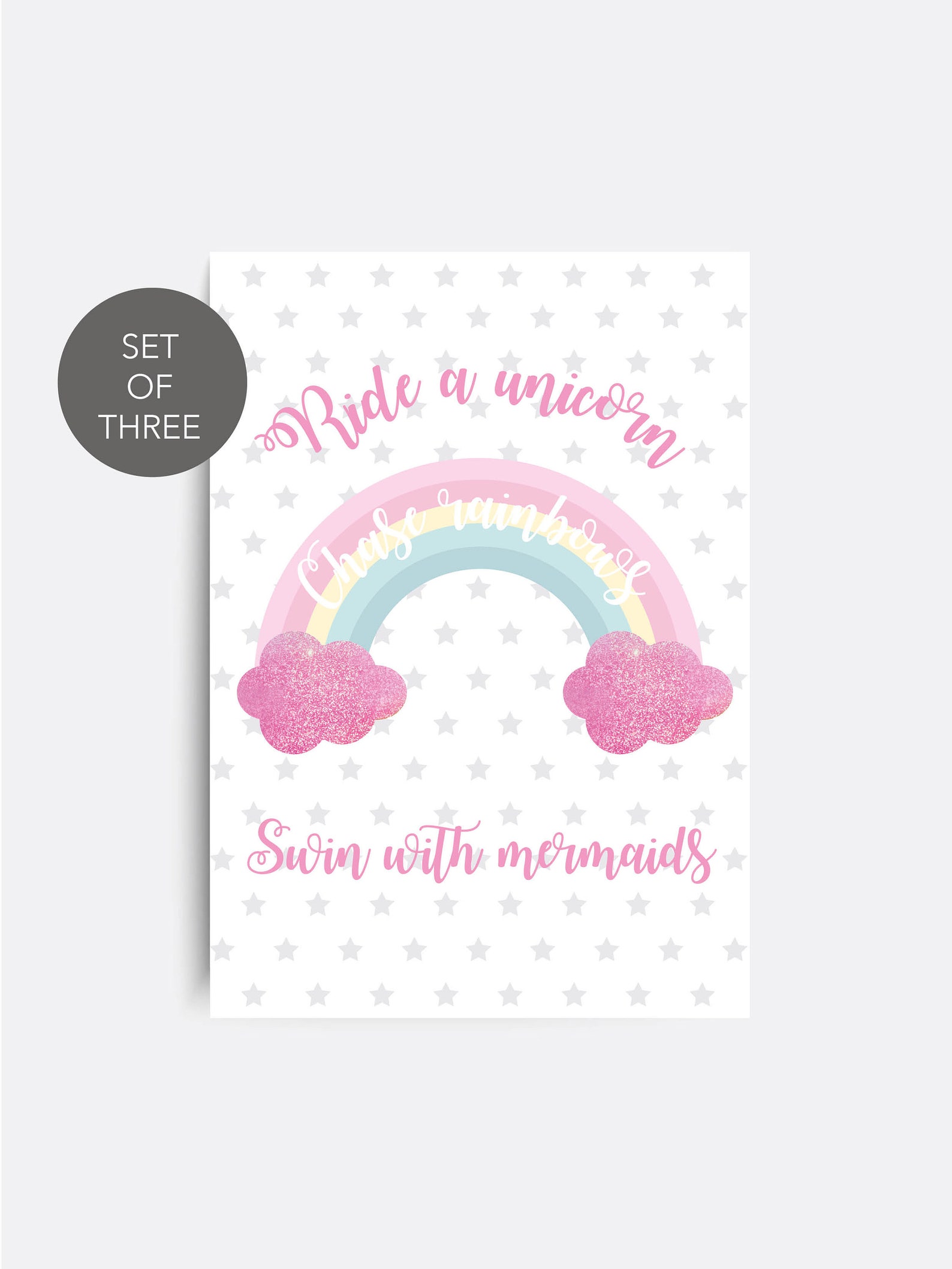 Nursery Wall Art Set of 3 Unicorn Prints Rainbow Wall Art - Etsy