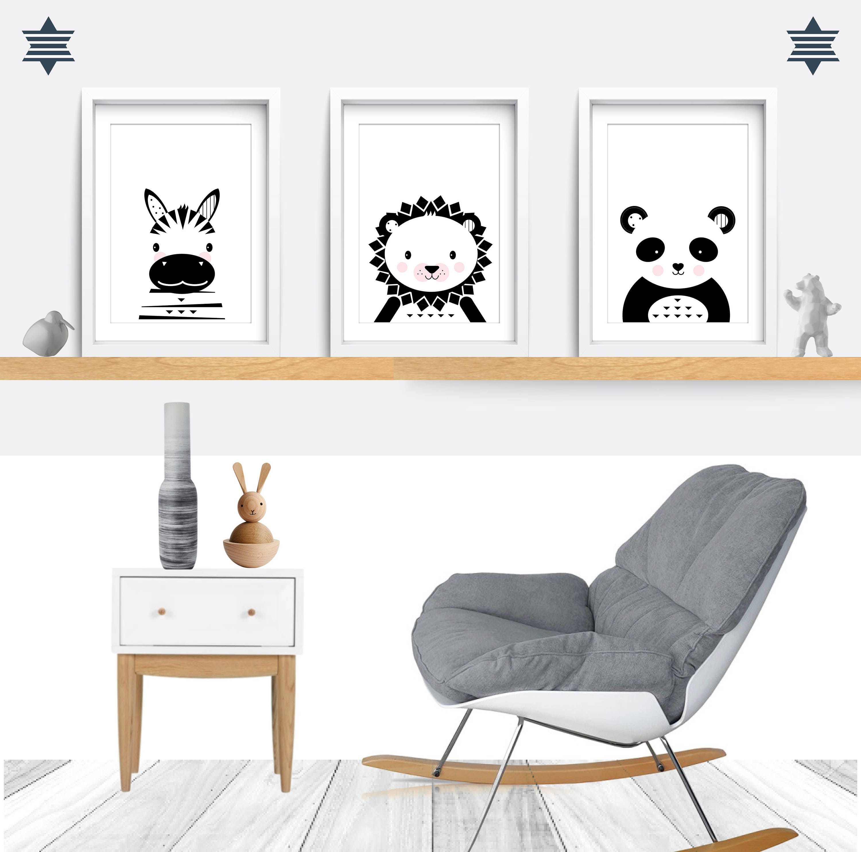 Set of 3 Zoo Animals Digital Files Wild Animal Art Zebra | Etsy